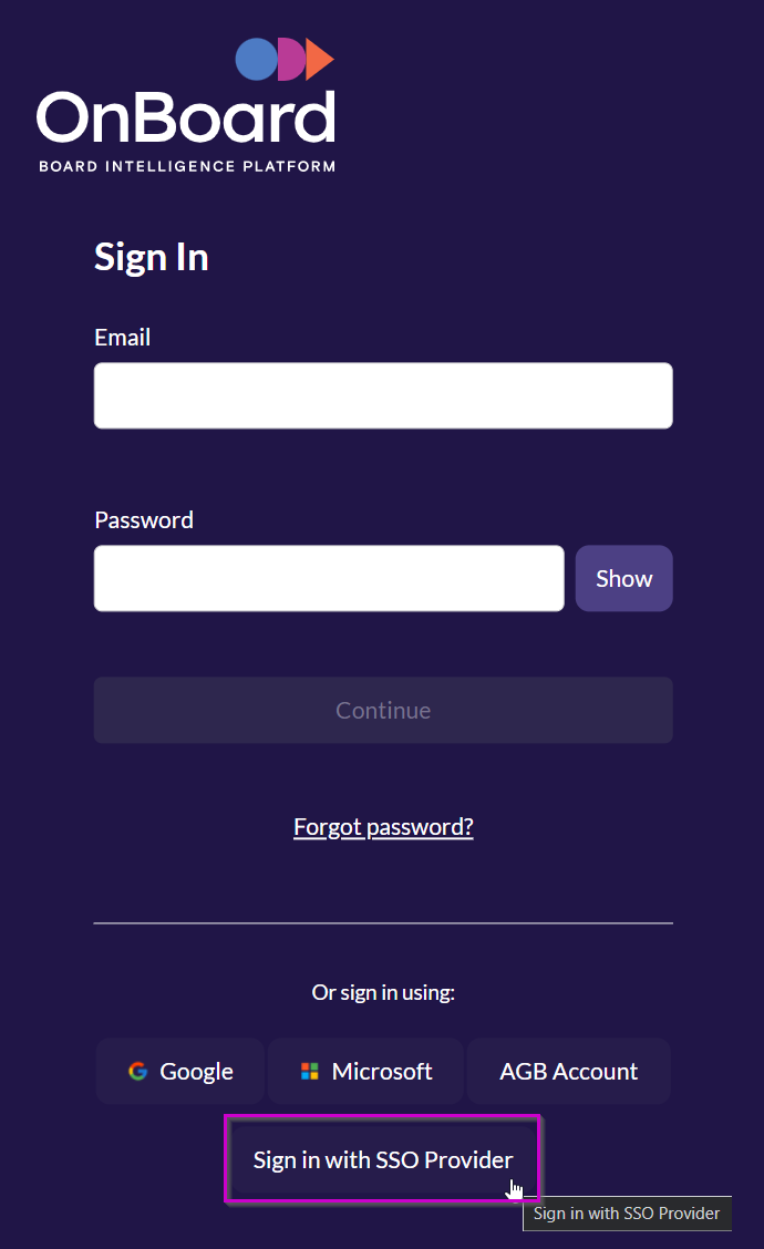 SSO - Logging in with Single Sign-On – OnBoard Help Center