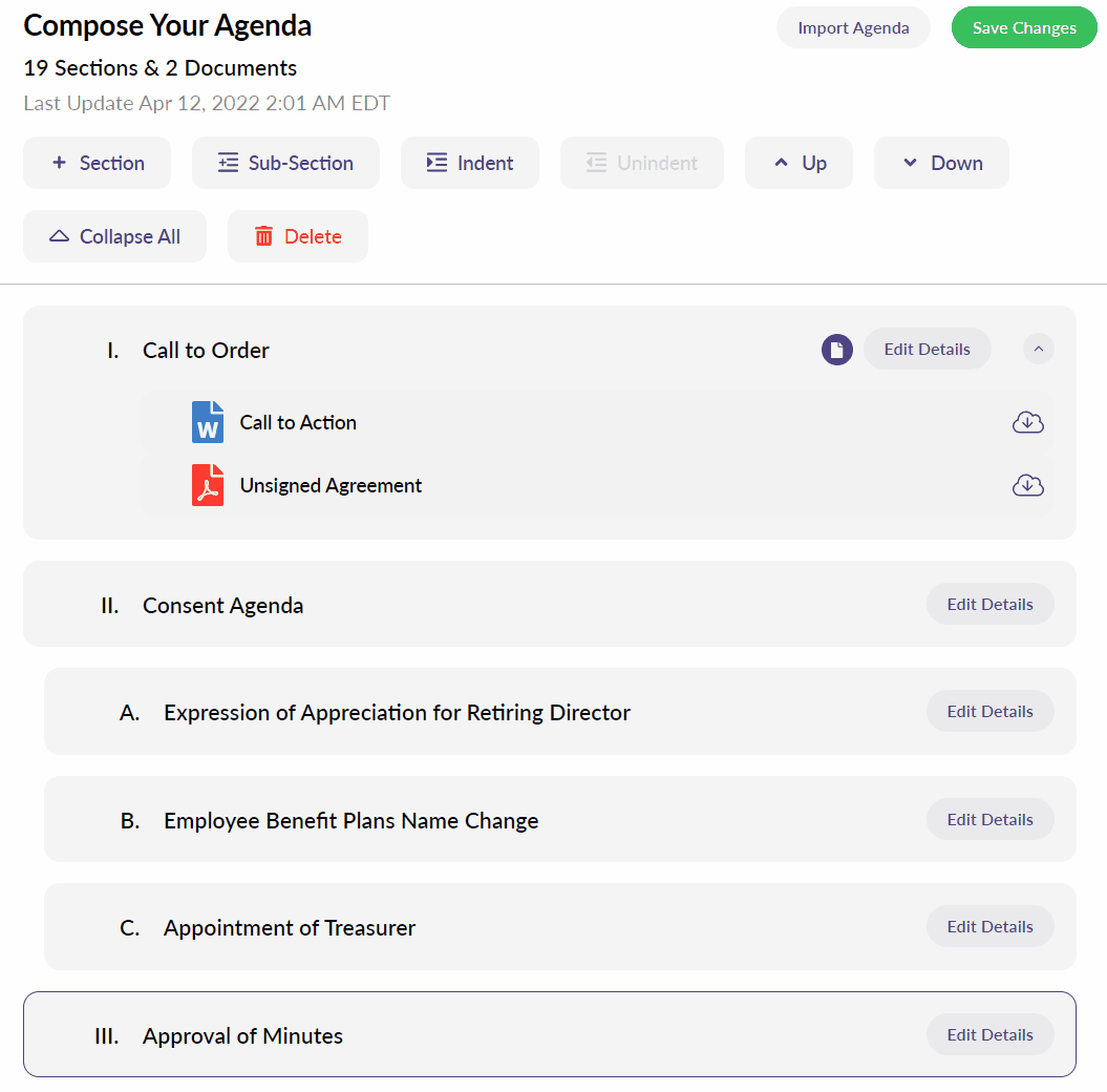 Creating the Meeting's Agenda and Uploading Documents – OnBoard Help Center